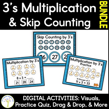 Skip Counting & Multiplication by 3s Bundle | Math Centers & Fact Fluency Games