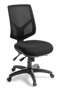 Eden Crew 3-lever Highback Ergonomic Chair, Black Fabric