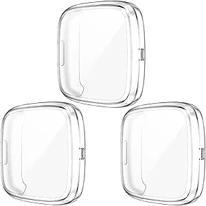 Wepro Screen Protective Case Compatible with Fitbit Versa 2 Smartwatch, 3-Pack Soft TPU Full Cover Cases Compatible with Fitbit Versa 2 Watch, Clear/Clear/Clear
