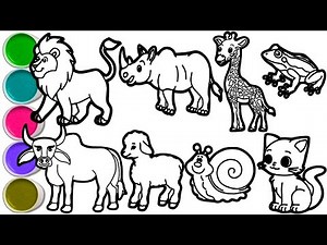 Draw Amazing and Cute Animals in 17 Minutes! Lion, Rhino, Giraffe, Frog, Buffalo, Sheep, Snail, Cat