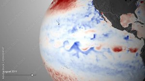 An animated global visualization shows the devlopment of an El Nino weather pattern.