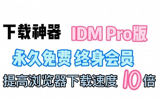 下载神器IDM Pro版 终身会员 浏览器下载可以提升10倍甚至更多安排下载时程，或续传一半的软件