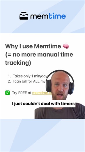 I used to avoid time tracking completely. Now Memtime does it for me, automatically. I stay focused – and my invoices are finally complete. | Memtime