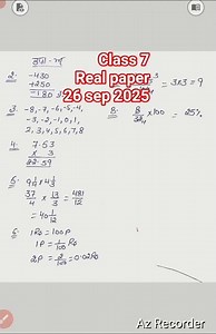 CLASS 7 MATH REAL PAPER 26 SEPTEMBER 2025 || PSEB CLASS 7 MATH QUESTION PAPER PDF