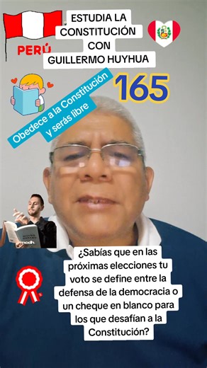 ¿Sabías que en las próximas elecciones tu voto se define entre la defensa de la democracia o un cheque en blanco para los que desafian a la Constitución? @destacar | Guillermo Huyhua Quispe