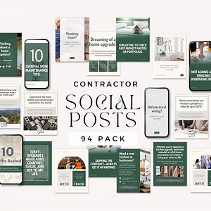Contractor Canva Template Social Media Templates, 94 Editable Social Media Post for Builder, General Contractors, Home Improvement Marketing - Etsy