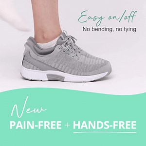 NEW Revolutionary Hands-Free Shoes! No bending, no tying, just slip on & go. With patented technology & innovative pain relief features to walk pain free. | Orthofeet