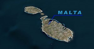 Malta Map Zoom with Outlines and Text Reveal