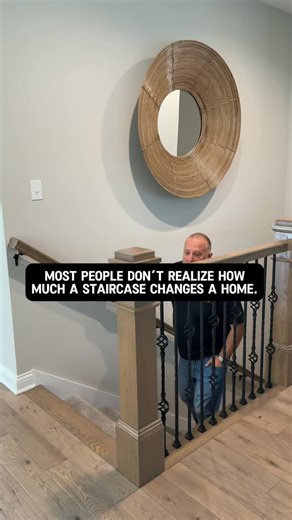 Custom oak posts, solid handrails, and fully customizable spindles turn a functional space into a statement. If you’re building or renovating and want details that actually make an impact, call Schilling Construction 📲 219-365-5811 #SchillingConstruction #northwestindiana #newconstructionhomes #customhomes | Schilling Construction