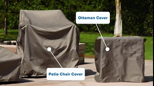 Budge P5A07PM1 English Garden Round Patio Table Cover Heavy Duty and Waterproof, Extra Large, Tan Tweed