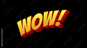 Wow comic pop up animation on transparent background