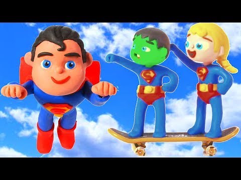 SUPERHERO BABIES MEET SUPERMAN ❤ SUPERHERO PLAY DOH CARTOONS FOR KIDS