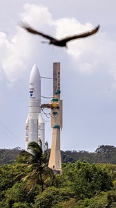 1.1K views · 293 reactions | Pour son ultime mission, la fusée Ariane 5 a décollé avec succès mercredi soir à 19h00 depuis le centre spatial guyanais à Kourou, avec deux satellites à son bord, après deux reports du lancement.  @arianespace  Jody AMIET | Agence France-Presse | Facebook