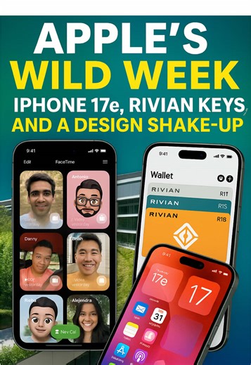Apple’s Wild Week: iPhone 17e, Rivian Keys, and a Design Shake-Up We discuss several major Apple and tech developments this week, including potential iPhone 17E design improvements, Rivian's innovative digital key feature, a significant leadership transition in Apple's design team, and Russia's FaceTime block. #AppleTech #iPhone17 #TechNews #RivianUpdate #AppleDesign
