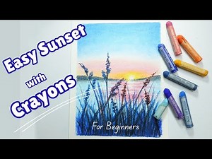 How To Draw a Sunset Seascape With Crayons| easy relaxing art for beginners