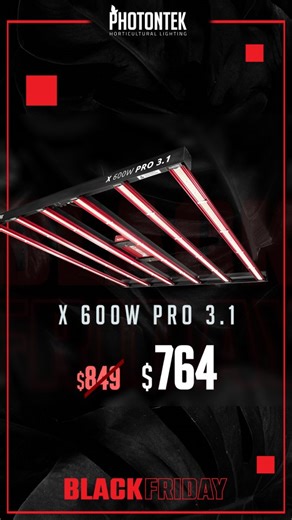 Black Friday starts NOW!  The PHOTONTEK X600W 3.1 PRO LED Producing a total PPF output of 1990 µmol/s and a Photon Efficacy (fixture efficiency) of 3.1 µmol/J Now at an unbeatable Black Friday price and free shipping. . Don’t wait — these deals won’t last!  Unlock Black Friday Deals #photontek #BlackFriday #sales #bestdeal | Photontek Lighting | Facebook
