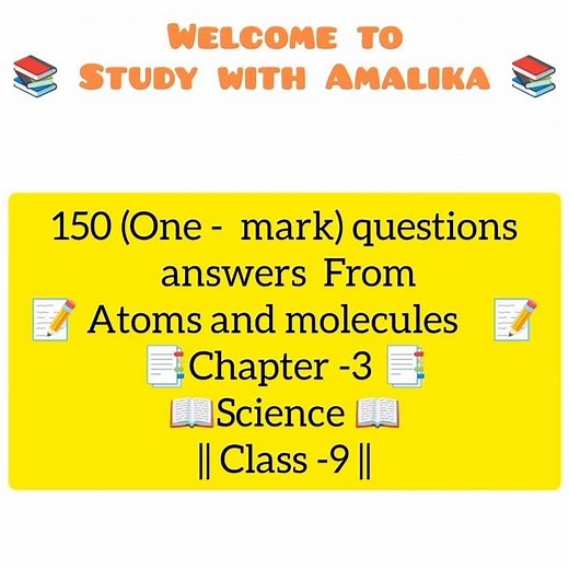 Atoms and molecules/class 9/science/chapter 3/One mark questions answers.