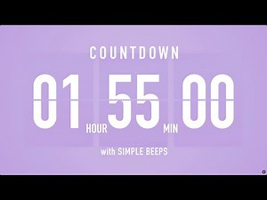 1 Hour 55 Minute Countdown Timer ⏳ Flip Clock with Bell Alerts 💜🔔