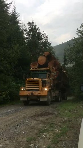 Before the house gets built (2) Loaded Off-Highway Logging Truck