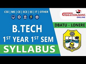 DBATU B.Tech 1st Year 1st Semester Syllabus 2025 | Complete Subject-wise Overview