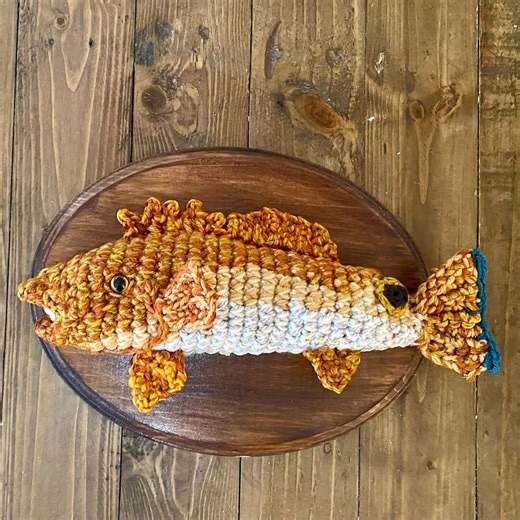 Crochet Mounted Redfish Wall Decor • Handmade Taxidermy Style Fish • Coastal Fishing Gift • Ready to Hang • Cabin Lake House Wall Art - Etsy