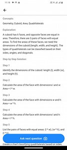 11:18Concepts:Geometry, Cuboid, Area, QuadrilateralsExplana... | Filo