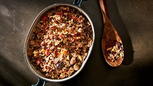 Here is a step by step video for making Picadillo. It can be eaten on its own with rice, or is a favorite filling for many things like chiles rellenos, or tamales, or empanadas. I like to make mine with Norson Tiendas ground pork that comes from Sonora - where they are known for producing excellent quality meats, pork included! It's juicy and tender and goes really well with all the other ingredients in a picadillo: almost caramelized garlic, onion and tomato; aromatic allspice, cinnamon, cloves