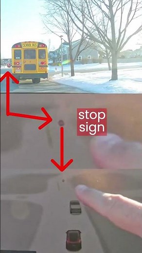 Tesla Robotaxi - FSD sees school bus stop sign and stops safely #robotaxi #cybercab #tesla