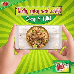 Make #AapKiFavoriteBiryani Recipes by giving a free missed call on 030LemonMax (0305-3666629), wipe the traces on your pots with Max Bar & share the picture of both on our page to WIN a year’s supply of Lemon Max Bar. Participate now to WIN! | Lemon Max