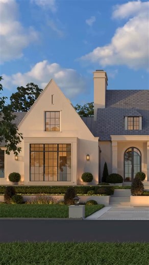 Sensus Design Studio on Instagram: "The Tudor Country Home is a sprawling bungalow Principal Designer Jesse Sahlani created for a double-wide lot in Tampa Bay, FL. He developed this body of work to reflect the charm of the English countryside in a fresh-faced format, featuring a range of transitional detailing that captures an invitingly grand character. In Jesse’s words, he “wanted the proportions to feel out of the ordinary in the best way possible.” To that end, the front façade of the home s