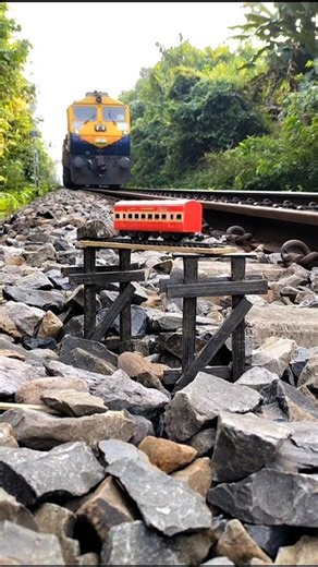 “Real Train vs Miniature Bridge Scene | Extreme Close Call Railway Diorama”