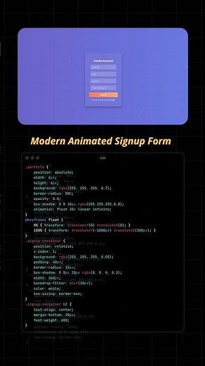 ✨ Modern Animated Signup Form | HTML & CSS Tutorial 🚀