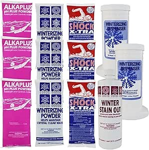 Rx Clear Pool Closing Kit for Above Ground and Inground Swimming Pools | Pool Winterizing Kit | Pool Winter Closing Chemicals | pH Powder, Pool Shock, & Winterizing Powder | Up to 45,000 Gallons