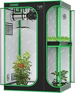 VIVOSUN 2-in-1 4x3 Grow Tent, 48"x36"x72" Seedling Clone Tent High Reflective Mylar with Multi-Chamber and Floor Tray for Hydroponic Indoor Plant Tent