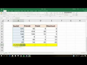 Excel - Sčítání, Průměr, Počet, Maximum