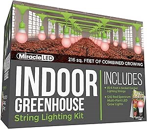 Miracle LED 609559 4-Socket 6ft Cords 4 Red Spectrum Wide-Angle Grow Lights Replacing 150W Incandescents (6-Pack) Corded Indoor Greenhouse LED Grow Light Kit, 6 Count
