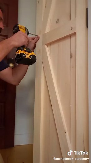 French Barn Doors Installation with Pine Shiplap Panels