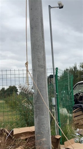 Climbing Pole for Electrical Repair. #linemanlife #electricalwork #safetyfirst | Bazmechanic