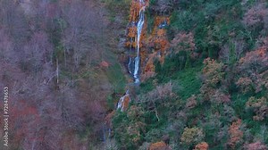 Waterfall on the slopes of the Delika Canyon that feeds the Nervion River. Municipality of Amurrio. Alava. Basque Country. Spain. Europe