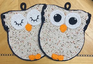 Crocheted Owl Potholders, Owl Hotpads, Crocheted Kitchen Decor, Owl Decor, Cottagecore, Boho Decor - Etsy
