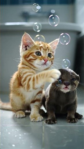 When your playmate turns bath time into bubble time 🫧🐾