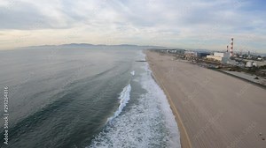 El Segundo Beach Aerial View Flying Above Southern California Coastline