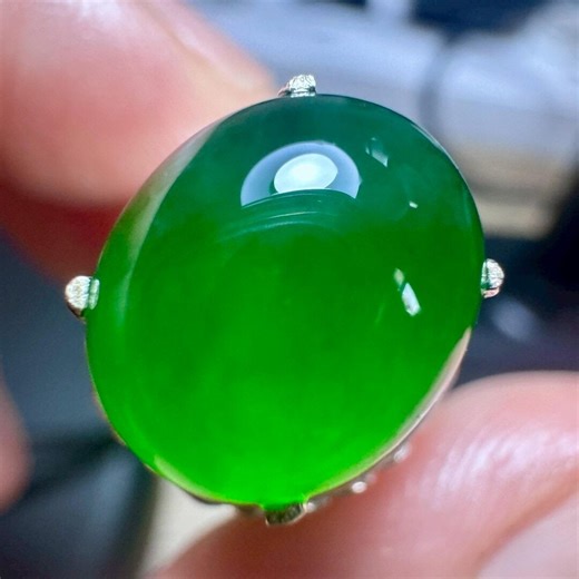 Certified Imperial Green Jadeite Type A Cabochon With Temporary Setting - Etsy