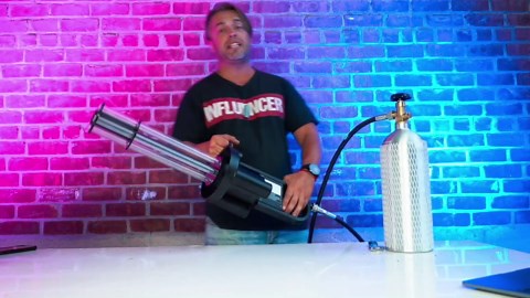 CO2 Cannon Fog Machine with LED Multi-Color Lights, Handheld Fogger Gatling Air Column Gun, CO2 Blaster Jet Machine Stage Effect Equipment for Events, Wedding, Party, Club (1Pack)