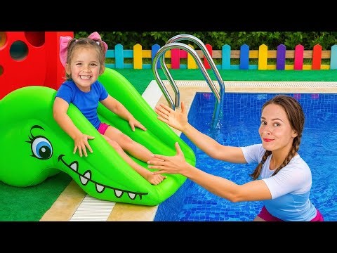 Swimming in the Kids Pool | Kids Learn Pool Safety Rules!