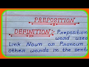 Definition of Preposition || Preposition in English || Preposition in English grammar ||
