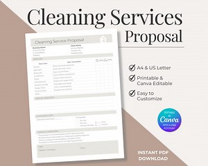 Cleaning Service Proposal Template · Editable Estimate for Cleaners · Commercial Cleaning Quote · Canva   Printable PDF - Etsy