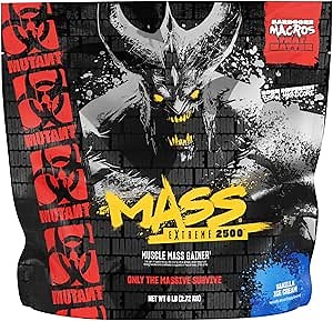 Mutant Mass Extreme Gainer – Whey Protein Powder – Build Muscle Size and Strength – High Density Clean Calories (Cookies and Cream, 6 lbs)