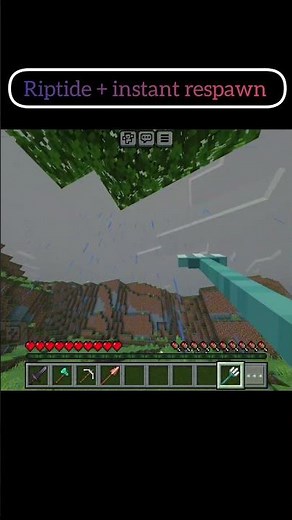 Riptide 3 + Instant Respawn Timing in Survival 😳 | Minecraft Bedrock