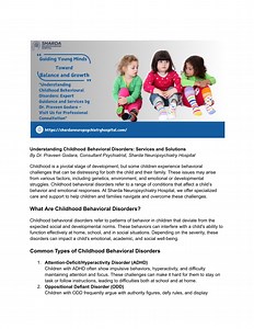 Childhood Behavioral Disorders: Services & Solutions at Sharda Neuropsychiatry H - SlideServe